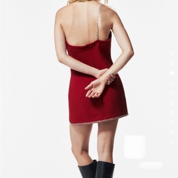 Zara | Dresses | Zara Red Chain Trim Asymmetric Mini Dress | Poshmark